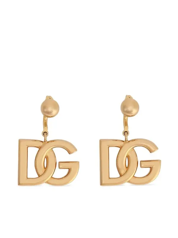 Dolce & Gabbana Dg-logo Drop Earrings - Gold