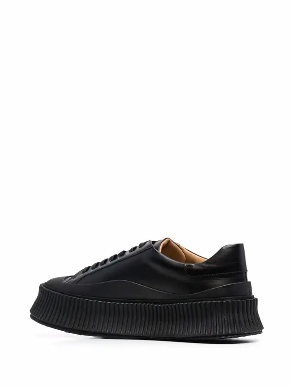 JIL SANDER Leather Platform Sneakers - Black