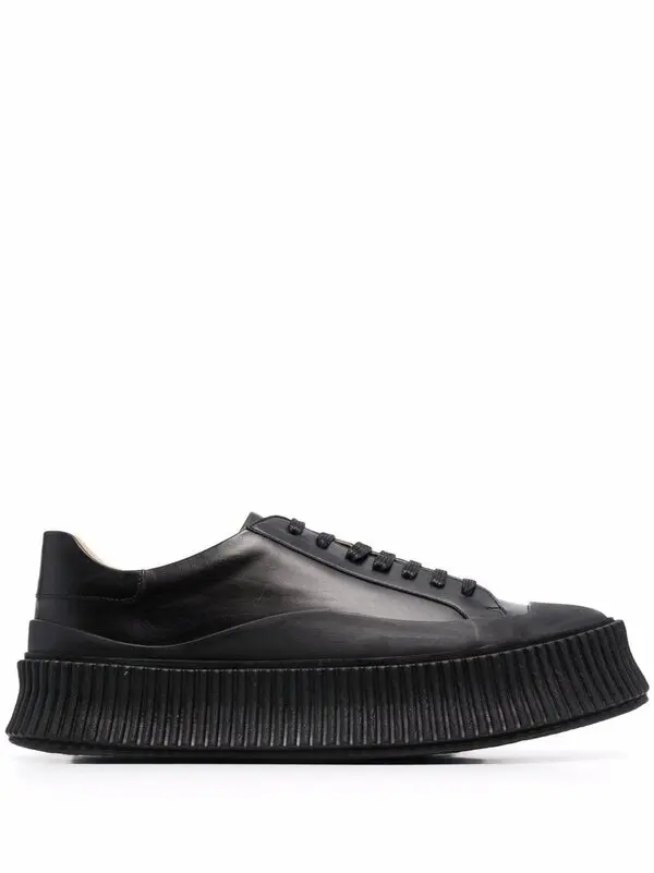 JIL SANDER Leather Platform Sneakers - Black