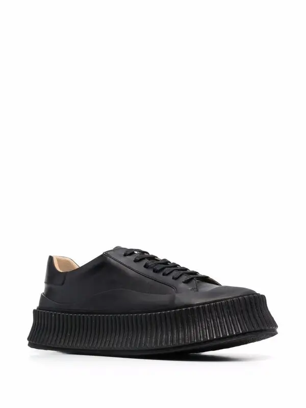 JIL SANDER Leather Platform Sneakers - Black