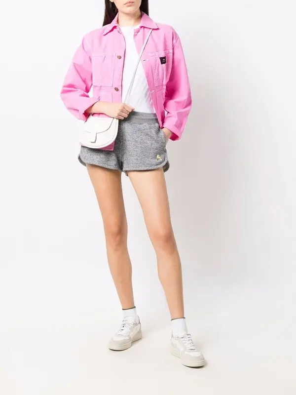 GOLDEN GOOSE Embroidered-logo Shorts - Grey