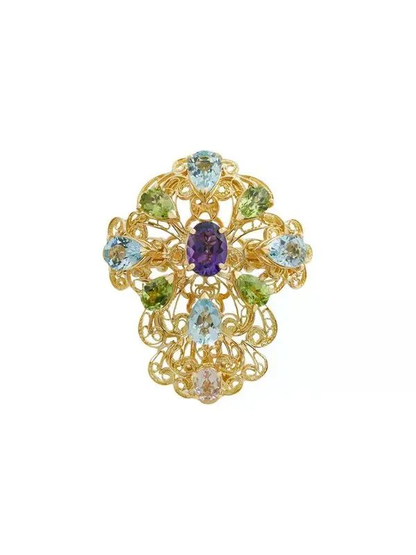 Dolce & Gabbana 18kt Yellow Filigree Gemstone Ring - Gold