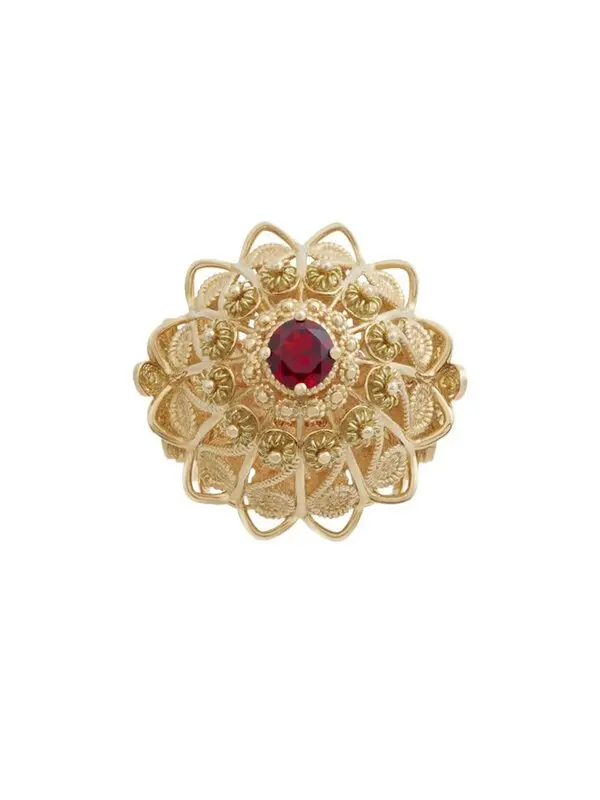 Dolce & Gabbana 18k Yellow Filigree Rhodolite Garnet Ring - Gold