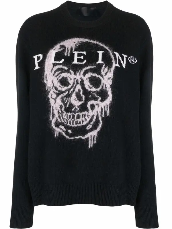 Philipp Plein Intarsia-knit Skull Jumper - Black