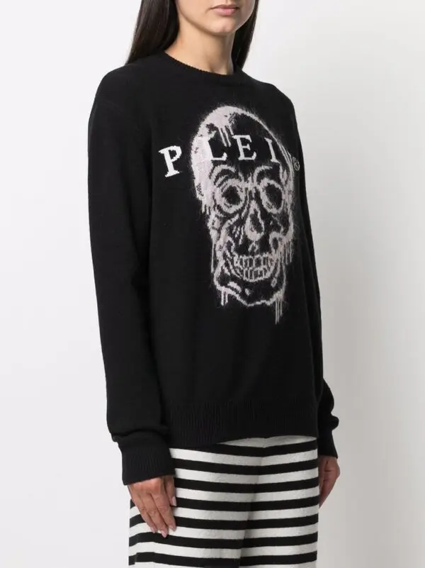 Philipp Plein Intarsia-knit Skull Jumper - Black