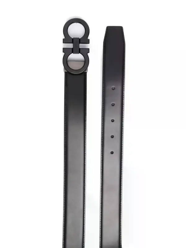 FERRAGAMO Logo-buckle Leather Belt - Black