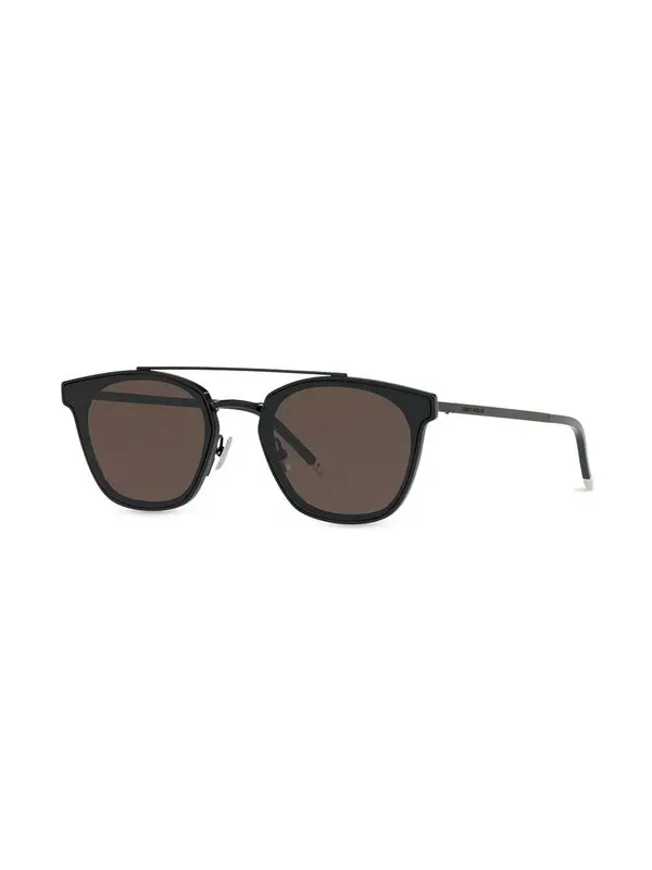 Saint Laurent Double-bridge Round Sunglasses - Black
