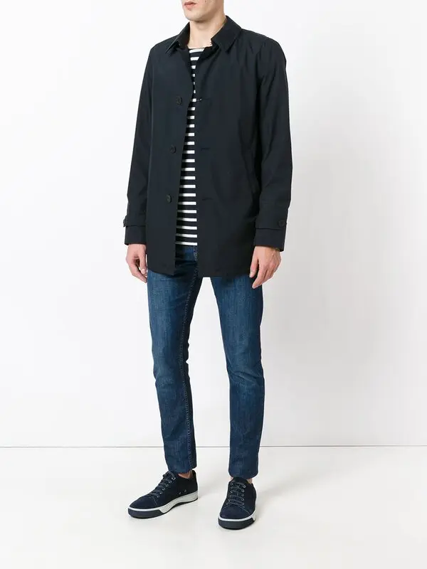 Herno Classic Buttoned Coat - Blue