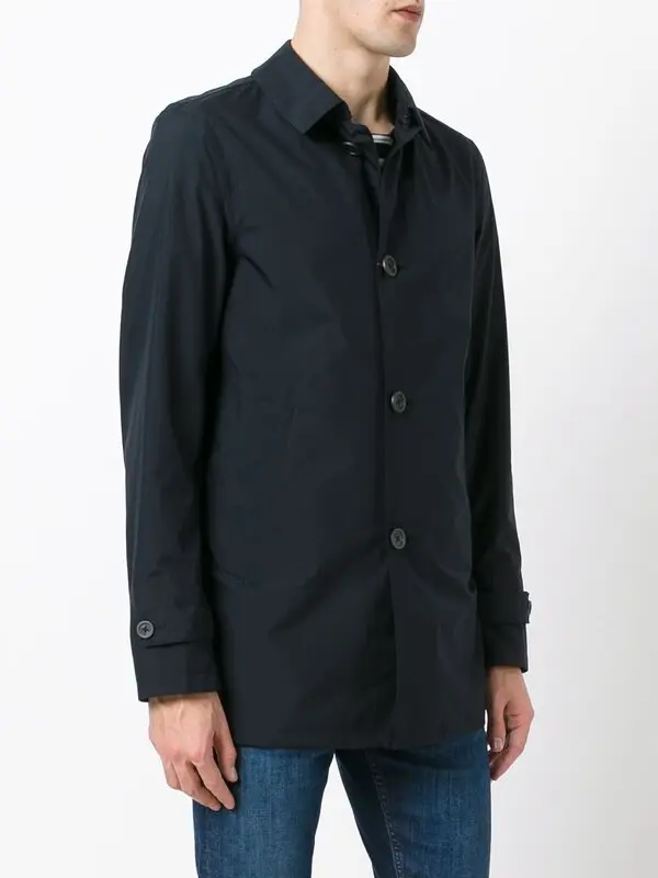 Herno Classic Buttoned Coat - Blue