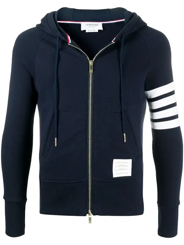 Thom Browne 4-bar Cotton Hoodie - Blue