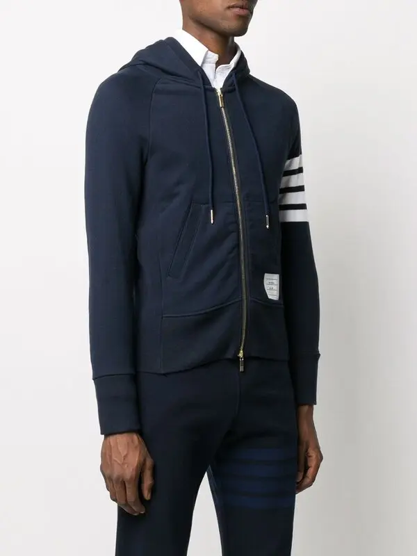 Thom Browne 4-bar Cotton Hoodie - Blue