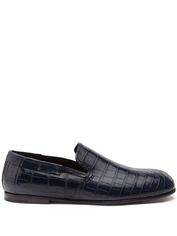 Dolce & Gabbana Crocodile-embossed Leather Loafers - Blue
