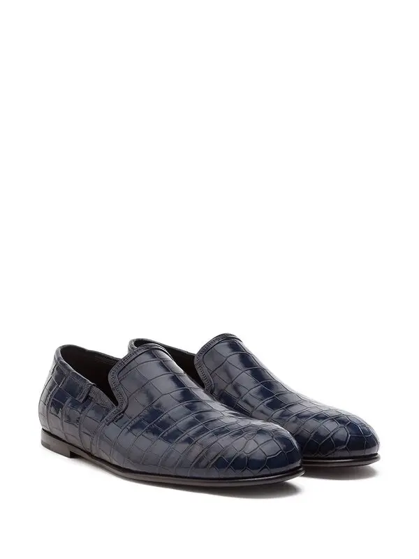 Dolce & Gabbana Crocodile-embossed Leather Loafers - Blue