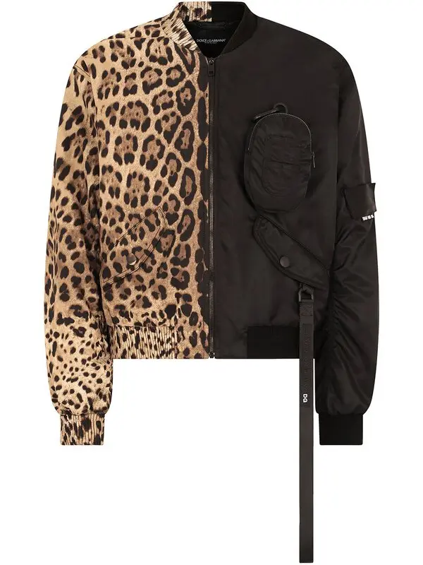 Dolce & Gabbana Leopard-print Spliced Bomber Jacket