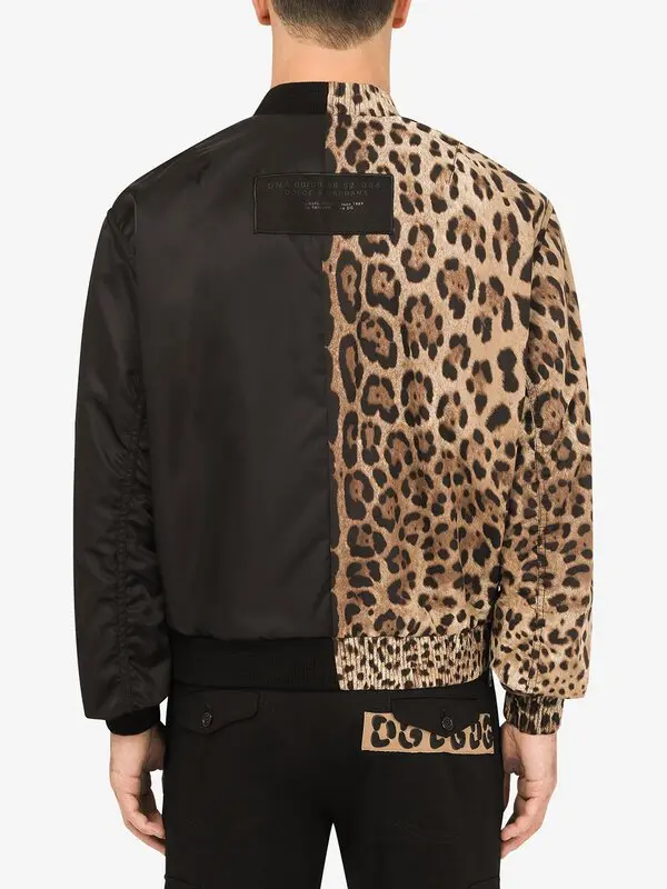 Dolce & Gabbana Leopard-print Spliced Bomber Jacket