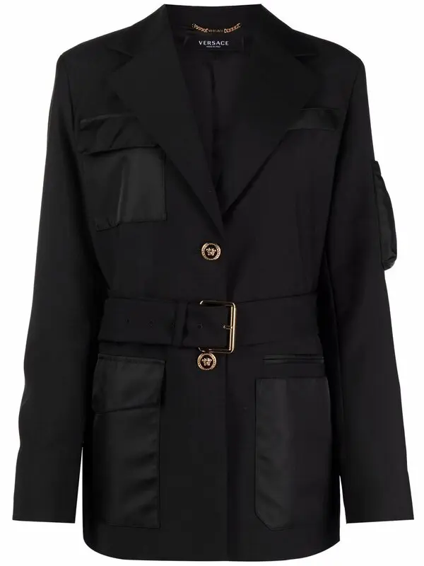 Versace Long-sleeve Belted Jacket