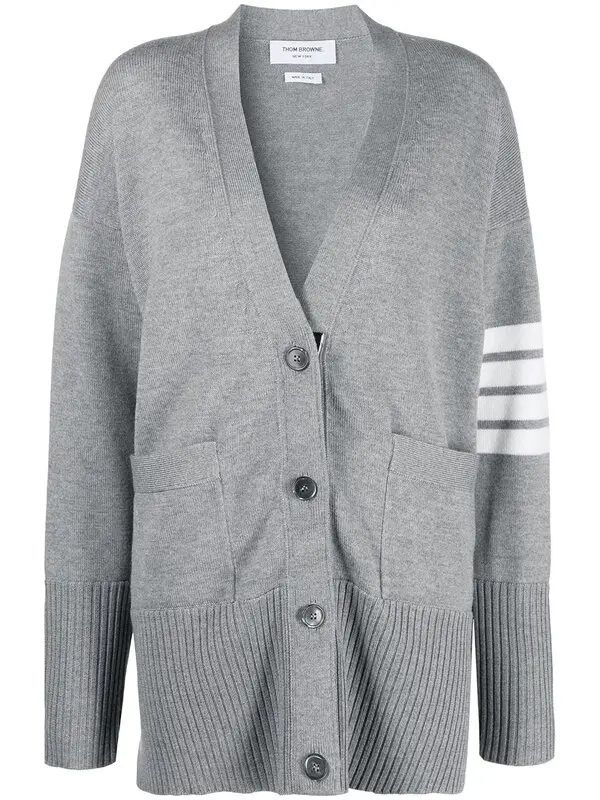 Thom Browne Oversized 4-bar Stripe Cardigan - Grey