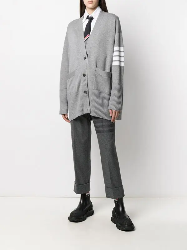 Thom Browne Oversized 4-bar Stripe Cardigan - Grey