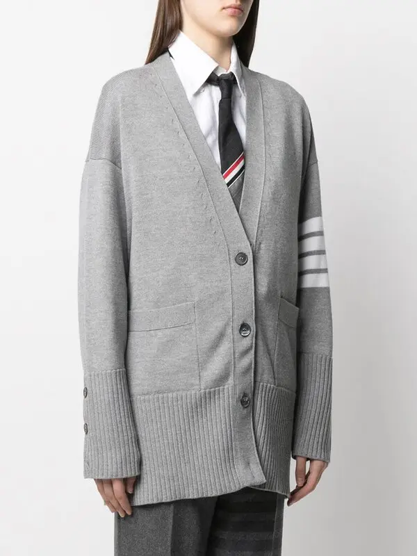 Thom Browne Oversized 4-bar Stripe Cardigan - Grey