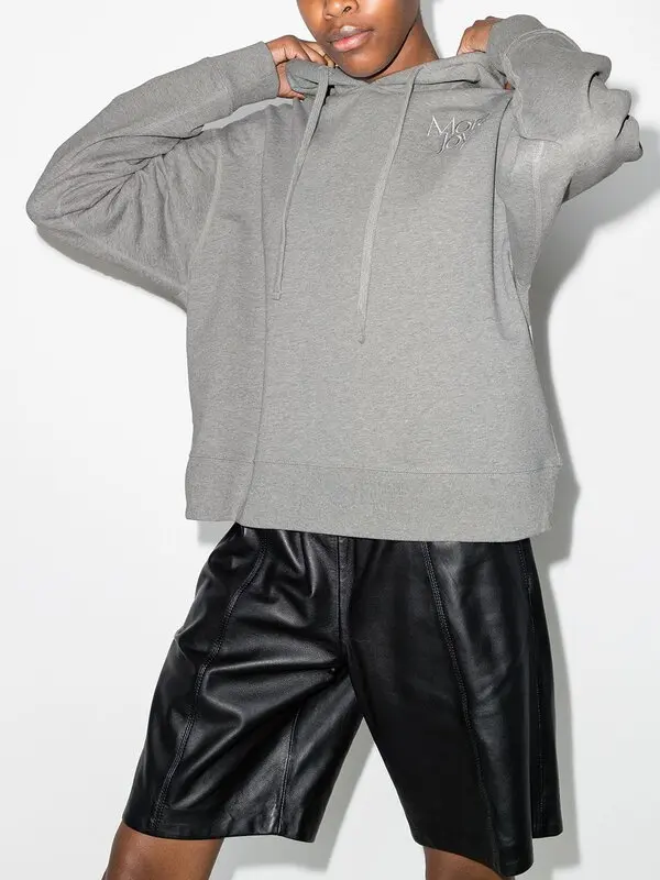 MORE JOY Logo-embroidered Cropped Hoodie