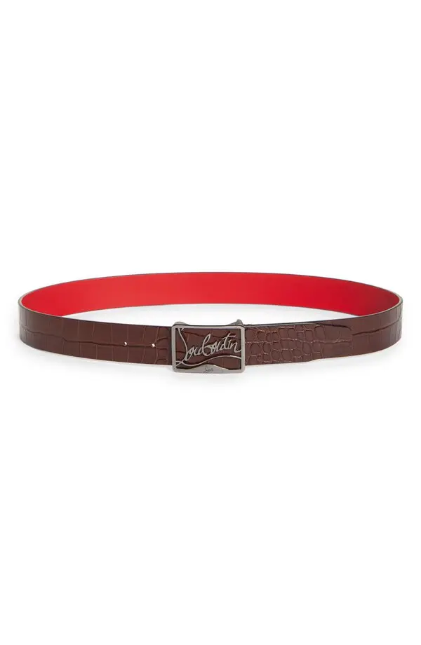 Christian Louboutin Ricky Logo Buckle Croc Embossed Leather  display picture 2