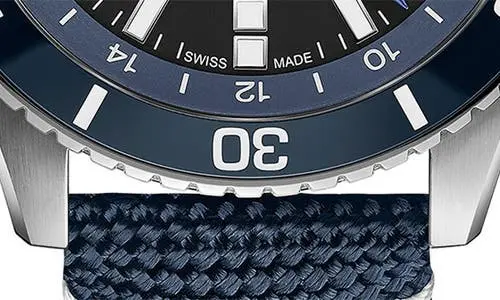 MIDO Ocean Star Gmt Automatic Strap Watch - Blue/ Silver