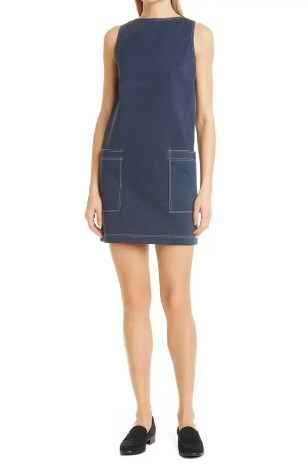 Theory Mod Denim Knit Shift Dress In Indigo - 61% Off | Editorialist