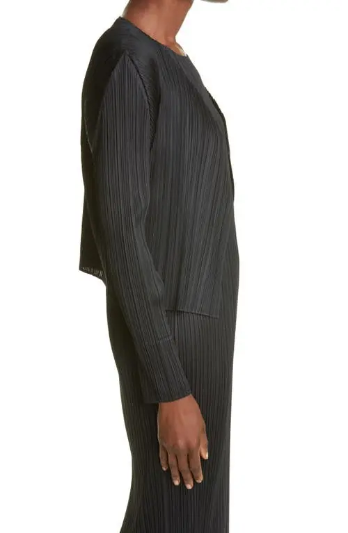 Issey Miyake Pleated Crop Cardigan - Black