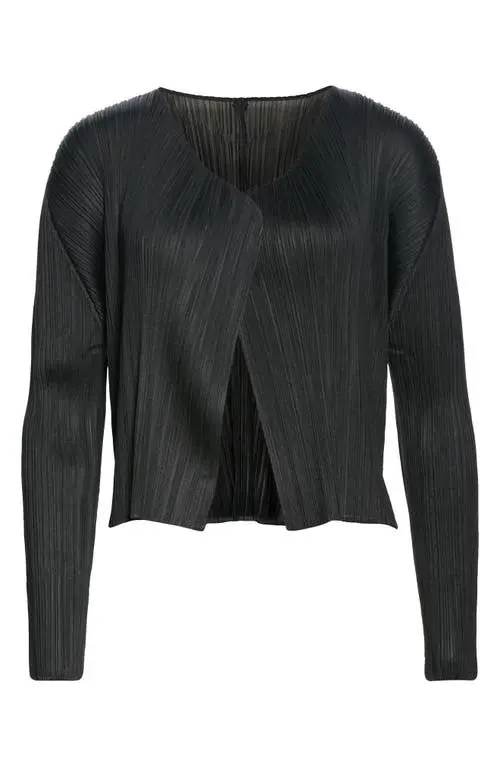 Issey Miyake Pleated Crop Cardigan - Black
