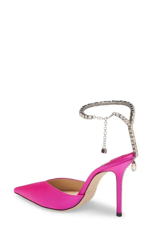 JIMMY CHOO Saeda Crystal Ankle Strap Pumps