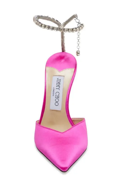 JIMMY CHOO Saeda Crystal Ankle Strap Pumps