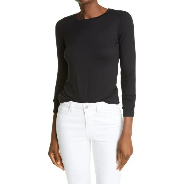 L'Agence Tess Long Sleeve Top - Black