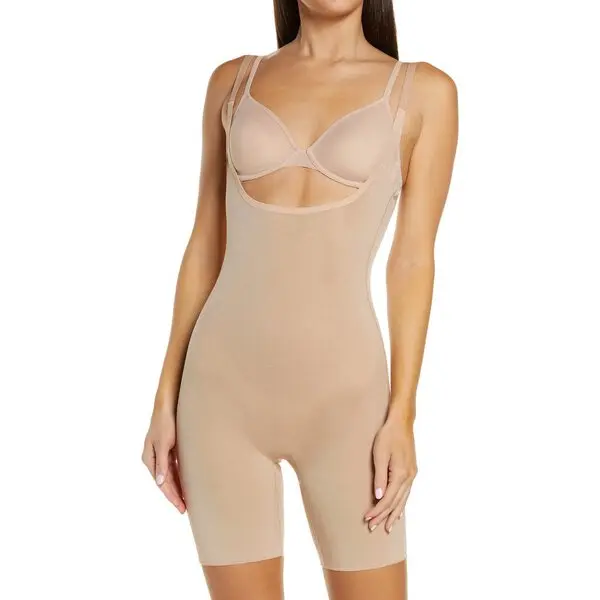 SKIMS Sheer Sculpting Open Bust Bodysuit - Clay