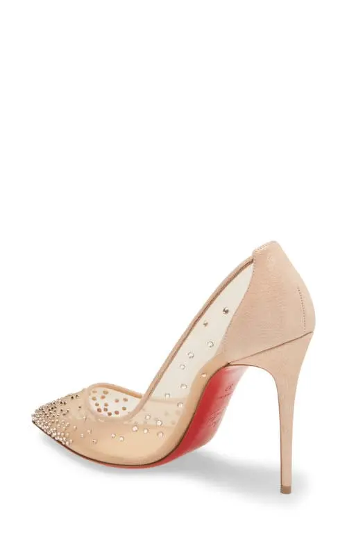 CHRISTIAN LOUBOUTIN Mini Glitter Follies Strass Pump - Light Silk