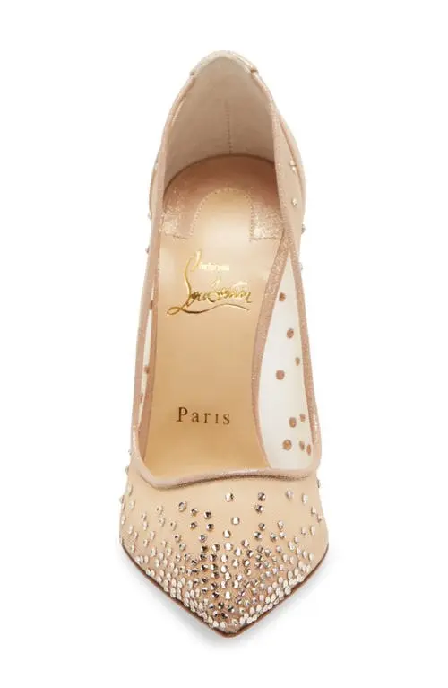 CHRISTIAN LOUBOUTIN Mini Glitter Follies Strass Pump - Light Silk