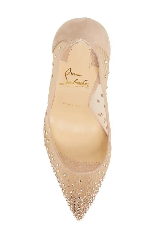 CHRISTIAN LOUBOUTIN Mini Glitter Follies Strass Pump - Light Silk