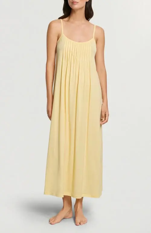 Hanro Juliet Pleat Neck Cotton Nightgown - Vanilla Highlight