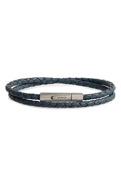 JONAS STUDIO Braided Leather Wrap Bracelet - Blue
