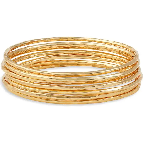Nest Jewelry Hammered Bangle Set - Gold