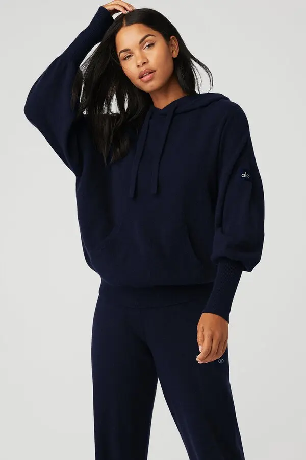 Alo Yoga Cashmere Jet Set Hoodie Navy Editorialist