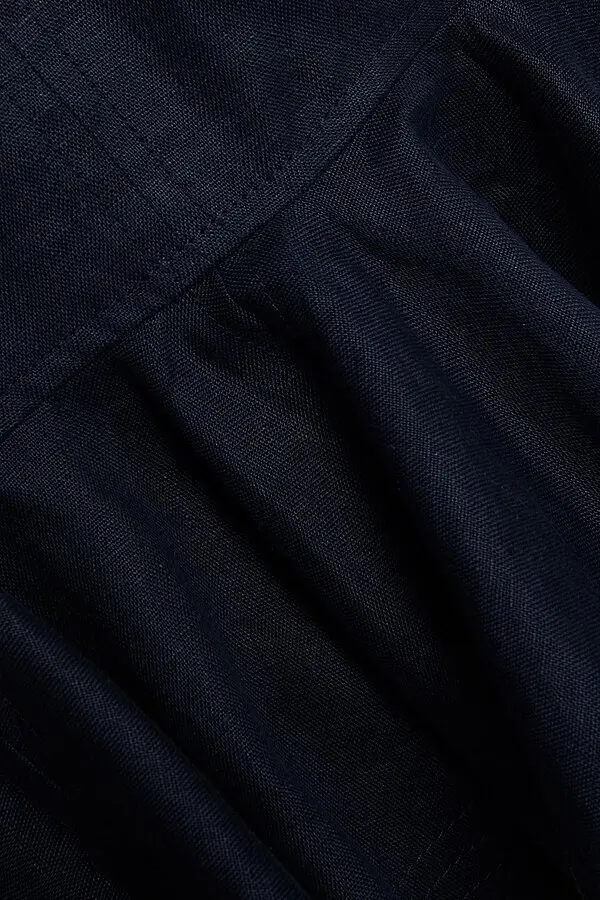 Zimmermann Glassy Safari Belted Fluted Linen Mini Dress Size In Navy - 50%  Off | Editorialist