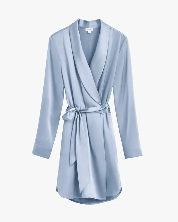 Cuyana Washable Charmeuse Robe - Sky Blue