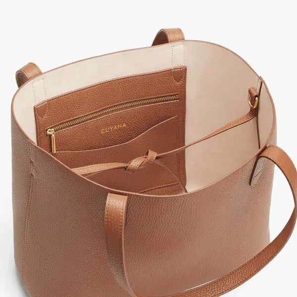 Cuyana Small Classic Structured Tote Bag Caramel/Blush Pink