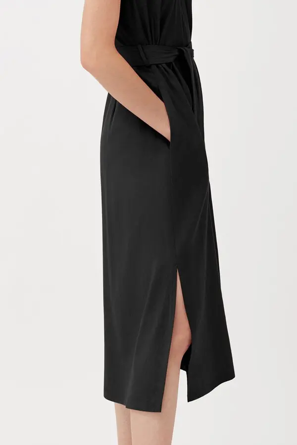 Cuyana Linen Button Front Dress - Black | Editorialist