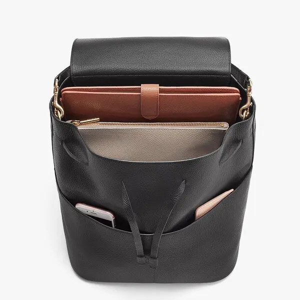 Cuyana Large Leather Backpack - Black | Editorialist display picture 1