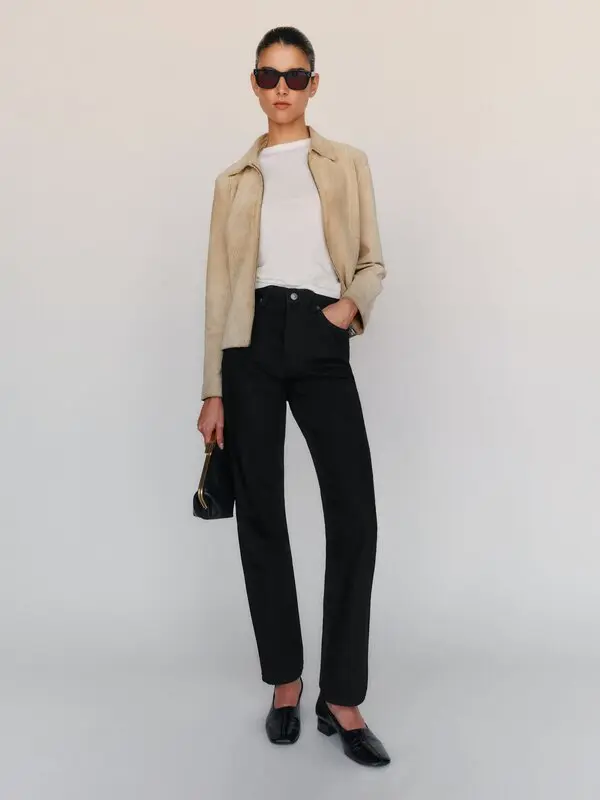 REFORMATION Cynthia High Rise Straight Jeans - Black