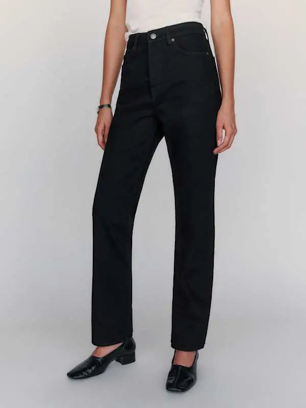 REFORMATION Cynthia High Rise Straight Jeans - Black