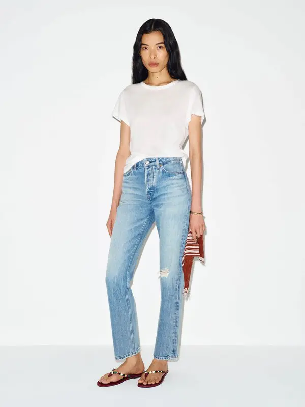 REFORMATION Cynthia High Rise Straight Jeans - Blue