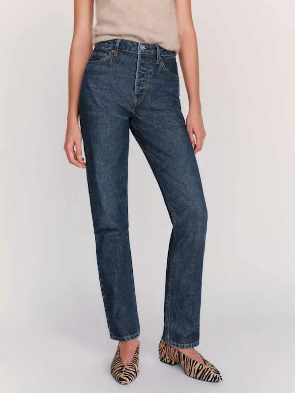 REFORMATION Cynthia High Rise Straight Jeans - Blue