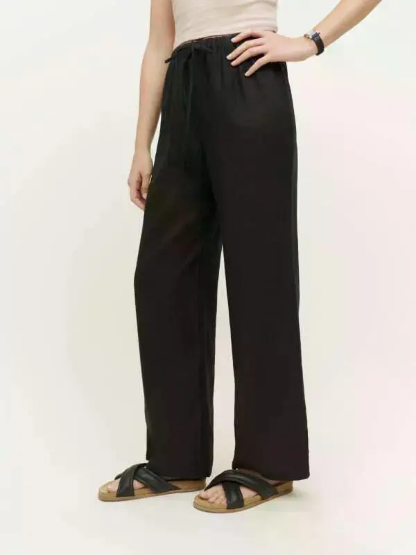 REFORMATION Olina Linen Pant - Black